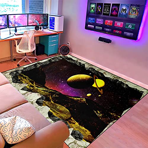 ELKEYE 3D Galaxy Nebula Outer Space Space Area Rug Boy Play Rugs Bedroom Living Room Kitchen Rug Throw Rug Yoga Mat, 2.5x4 Feet