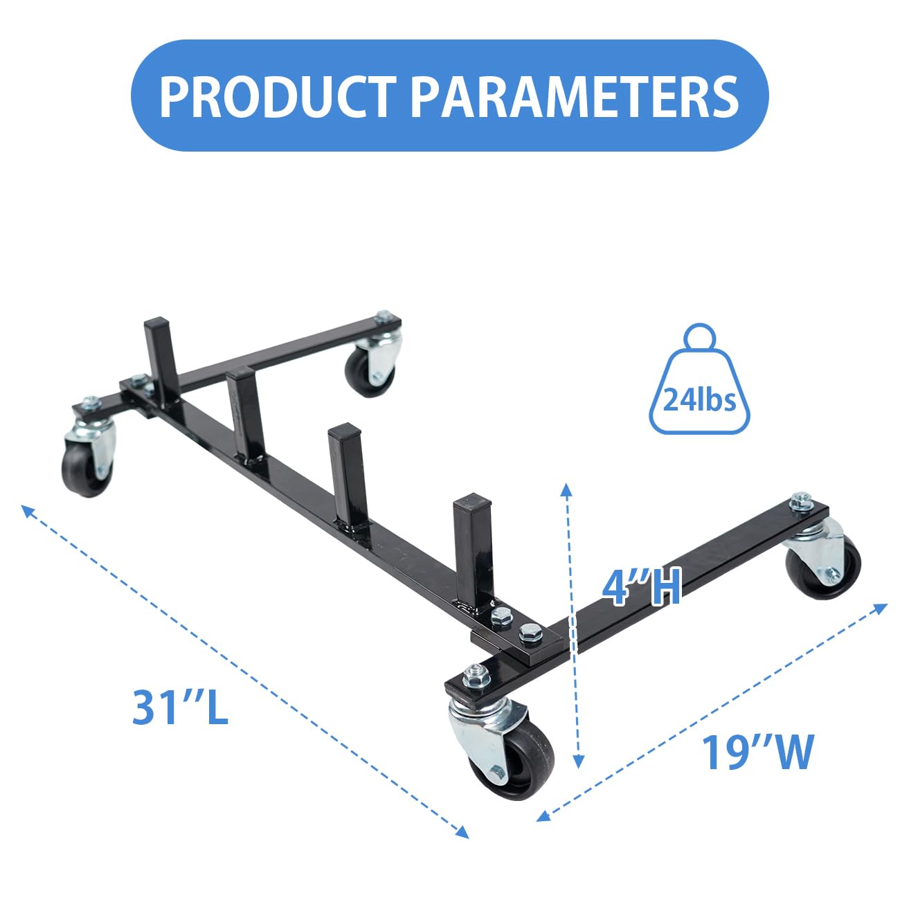 biosp Car Dolly Rack, Jack Stands Cart Storage Rack, Hydraulic Trolley Organizer Holder, Four Wheel Dollies Capacity, Four 360-Degree Rolling Casters, 31''*19''*4'', Transporter Trailer Accessories