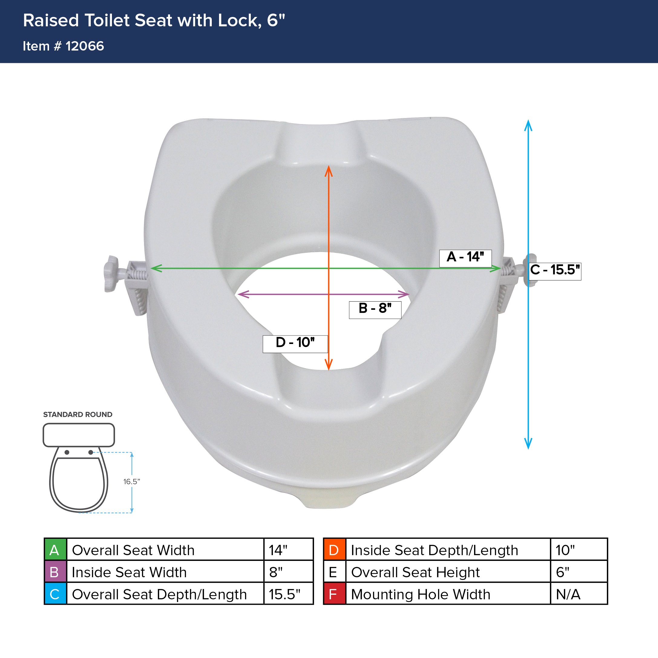 Drive Medical 12066 Premium Raised Toilet Seat, Standard Seat, White