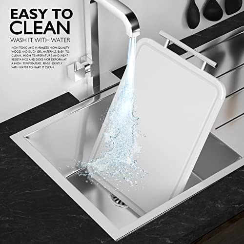Cutting Boards for Kitchen β Large Plastic Kitchen Cutting Board, Dishwasher Safe Thick Chopping Board with Juice Grooves, for Meat, Fruits, Veggies, Easy Grip Handle, Non-Slip (White)
