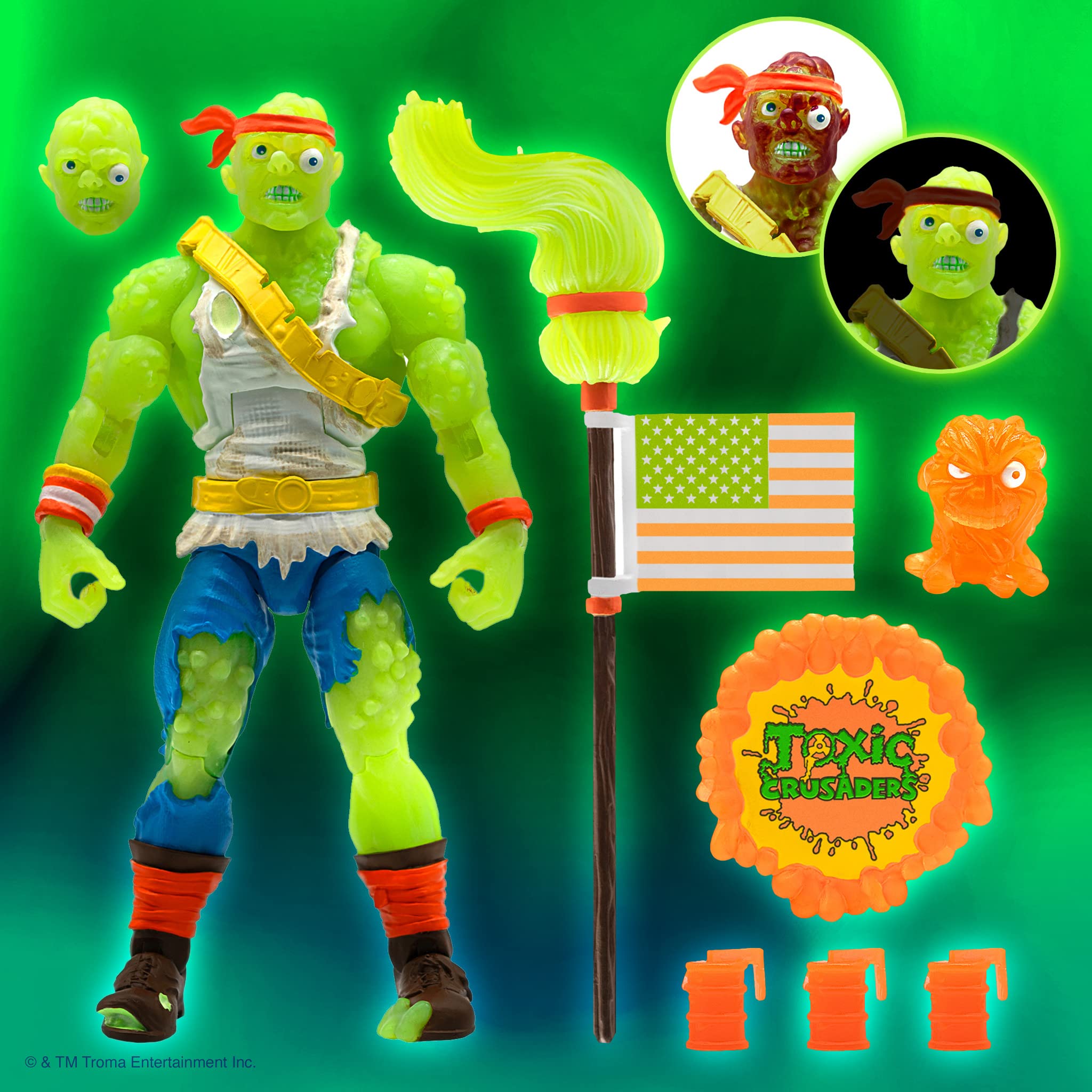 Super7 Toxic Crusader Ultimates: Radioactive Red Rage Toxie Action Figure,Multicolor