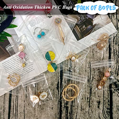 LingLingo Earring Organizer Case Travel Jewelry Organizer Transparent Jewelry Storage Book for Necklace Bracelet Ring Holder with Small Clear Zippered Pouch