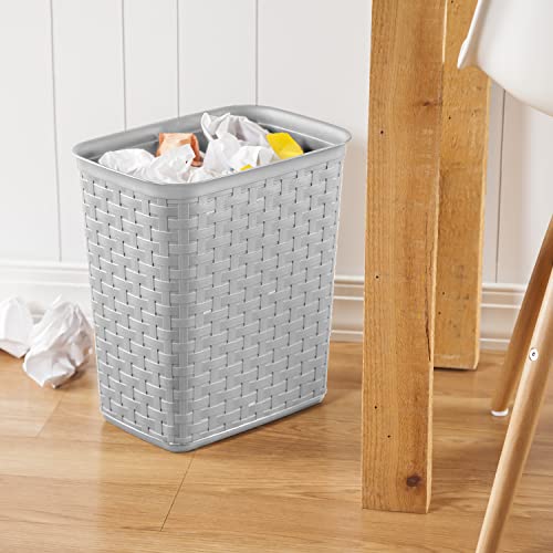 Sterilite 10346A06 3.4 Gallon/13 Liter Weave Wastebasket, Cement, 6-Pack
