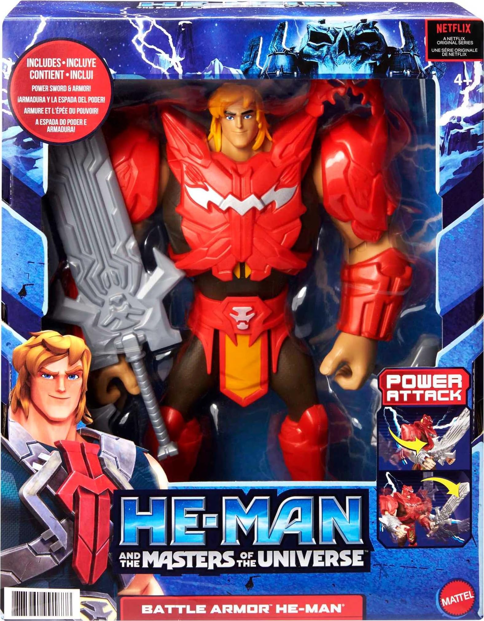 Masters of the Universe Deluxe He-Man Power Attack Action Figure, 8.5-in Battle Character for Storytelling Play, Gift for Fans 4 Years and Older
