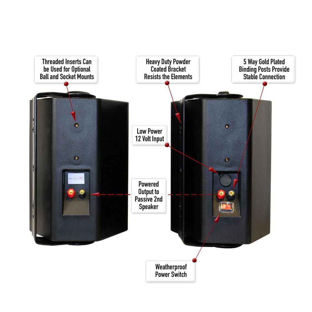Sound Appeal Wireless Outdoor Speakers, 6.5" Bluetooth Weatherproof Speakers for Deck Patio Backyard, Pair (Black)
