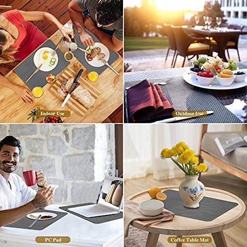 Placemats Set of 6, Placemat with Coasters Heat Stain Scratch Resistant Non-Slip Waterproof Oil-Proof Washable Wipeable Outdoor Indoor for Dining Patio Table Kitchen Decor and Kids,(Grey 6)