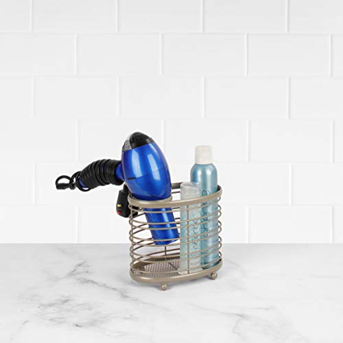 Spectrum Ashley Hair & Accessory Holder (Satin Nickel Powder Coat) - Bathroom & Under Sink Organizer for Hair Dryer, Beauty Tools, Accessories, & Home Essentials