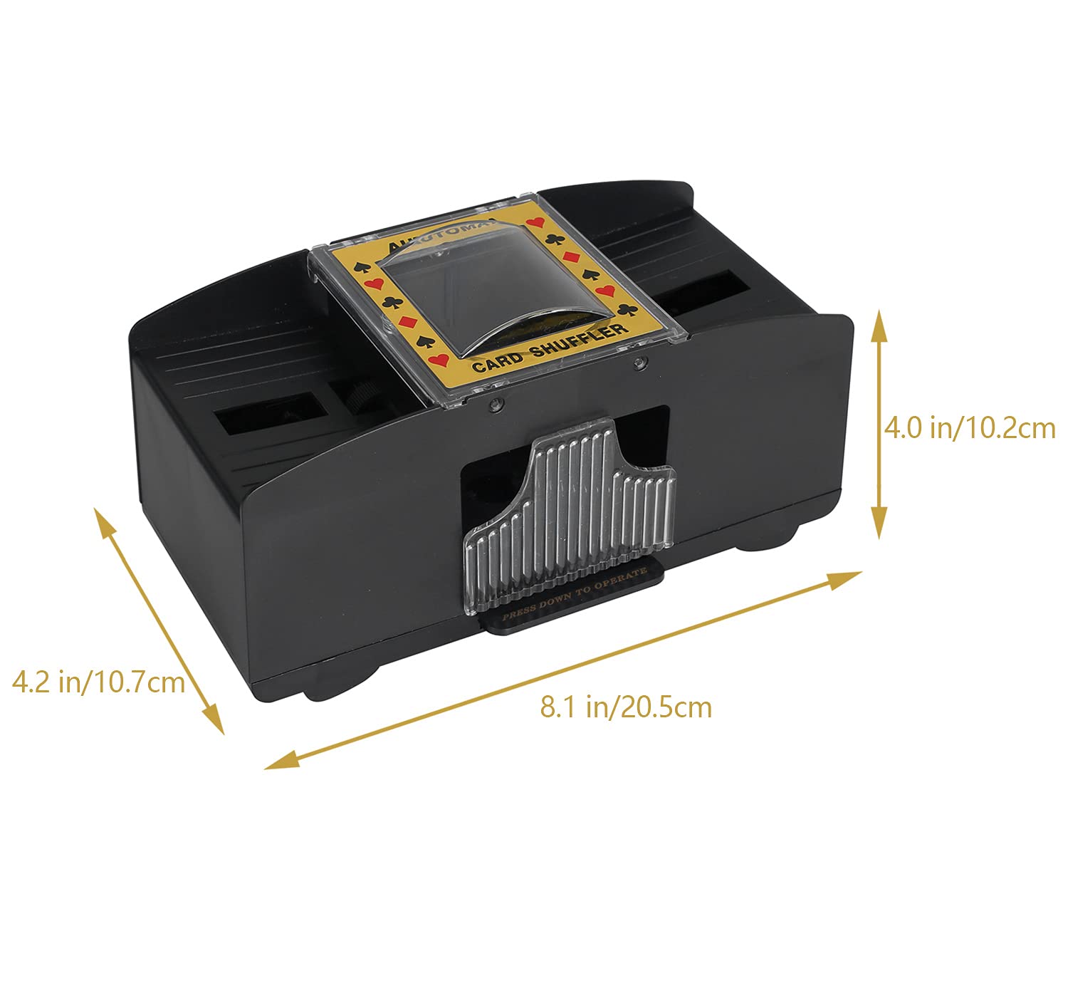 TAAVOP Automatic Card Shuffler, 1-2 Deck Battery-Operated Electric Poker Card Shuffler Machine, for Playing CardsUNO (Black), 8 x 4 x 4 inches;15.11 Ounces