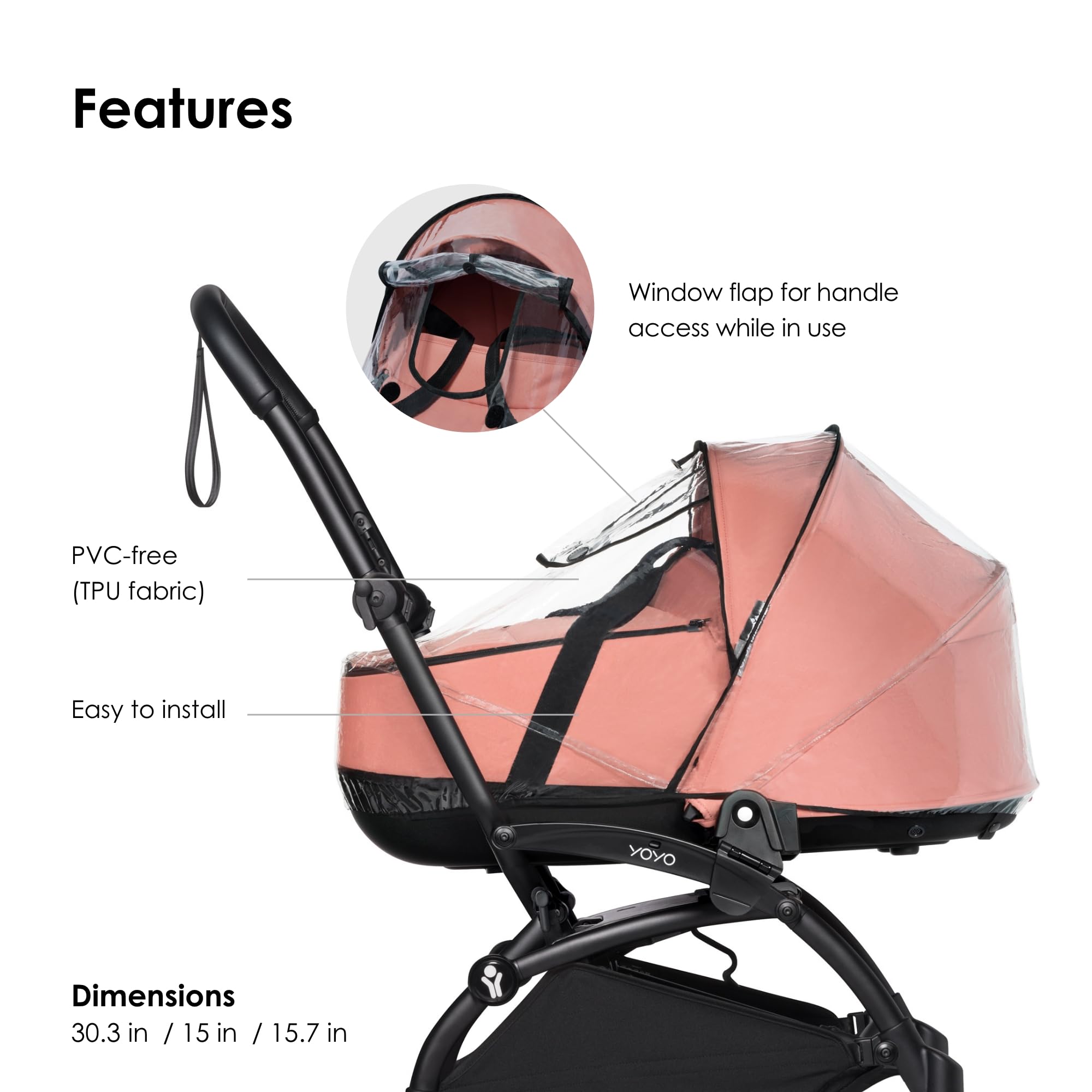 BABYZEN YOYO Rain Cover for Bassinet - Protect Baby from Bad Weather - Easy to Install & Store