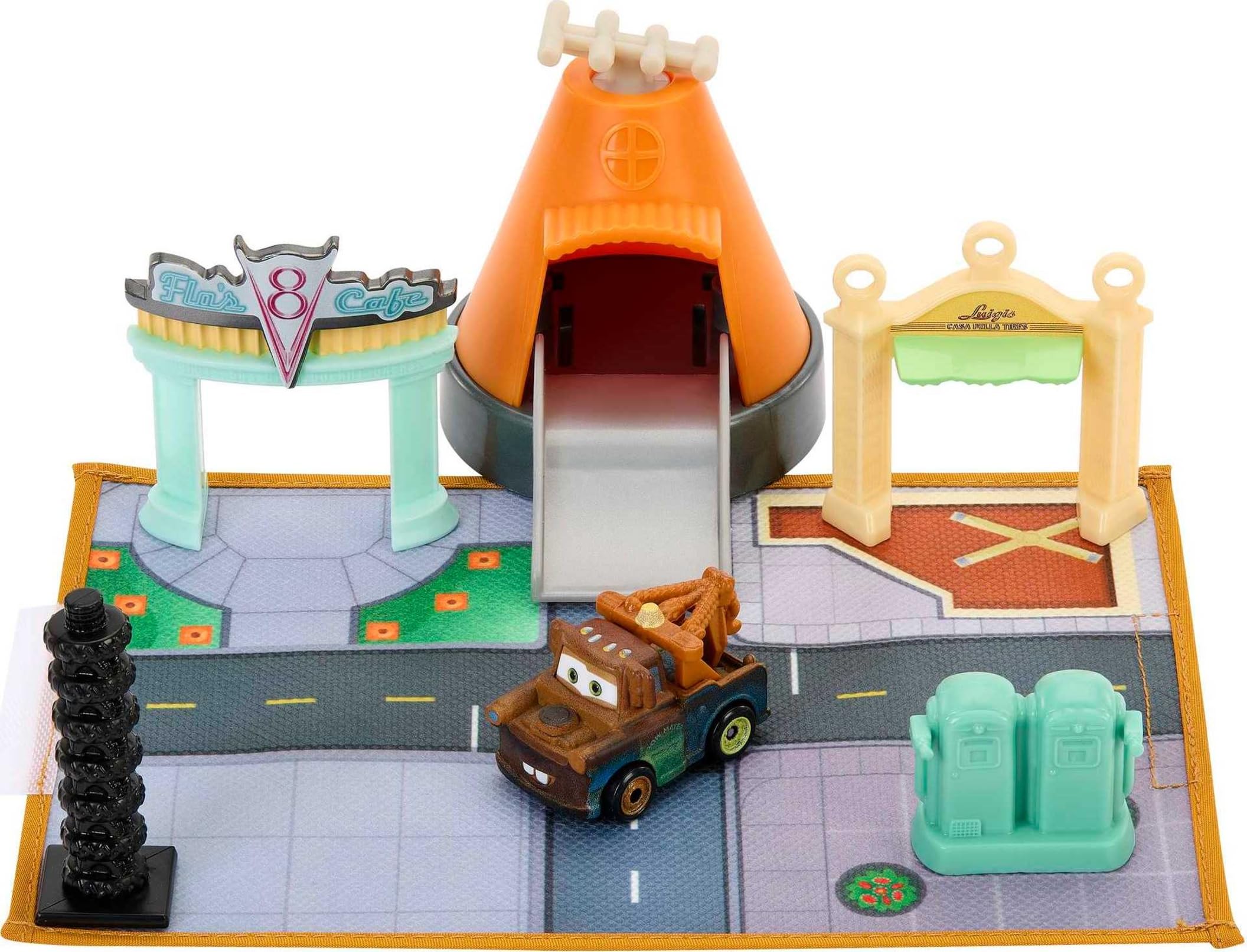 Mattel Disney and Pixar Cars Toys, Mini Racers Dino Park Playset with 2 Mini Vehicles, Accessories & Portable Case