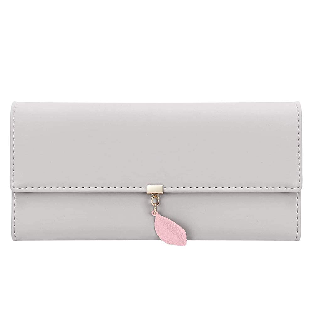 Wallet for Women,PU Leather Leaf Pendant Card Holder Phone Checkbook Organizer Zipper Coin Purse Mother's day best gifts from daughter