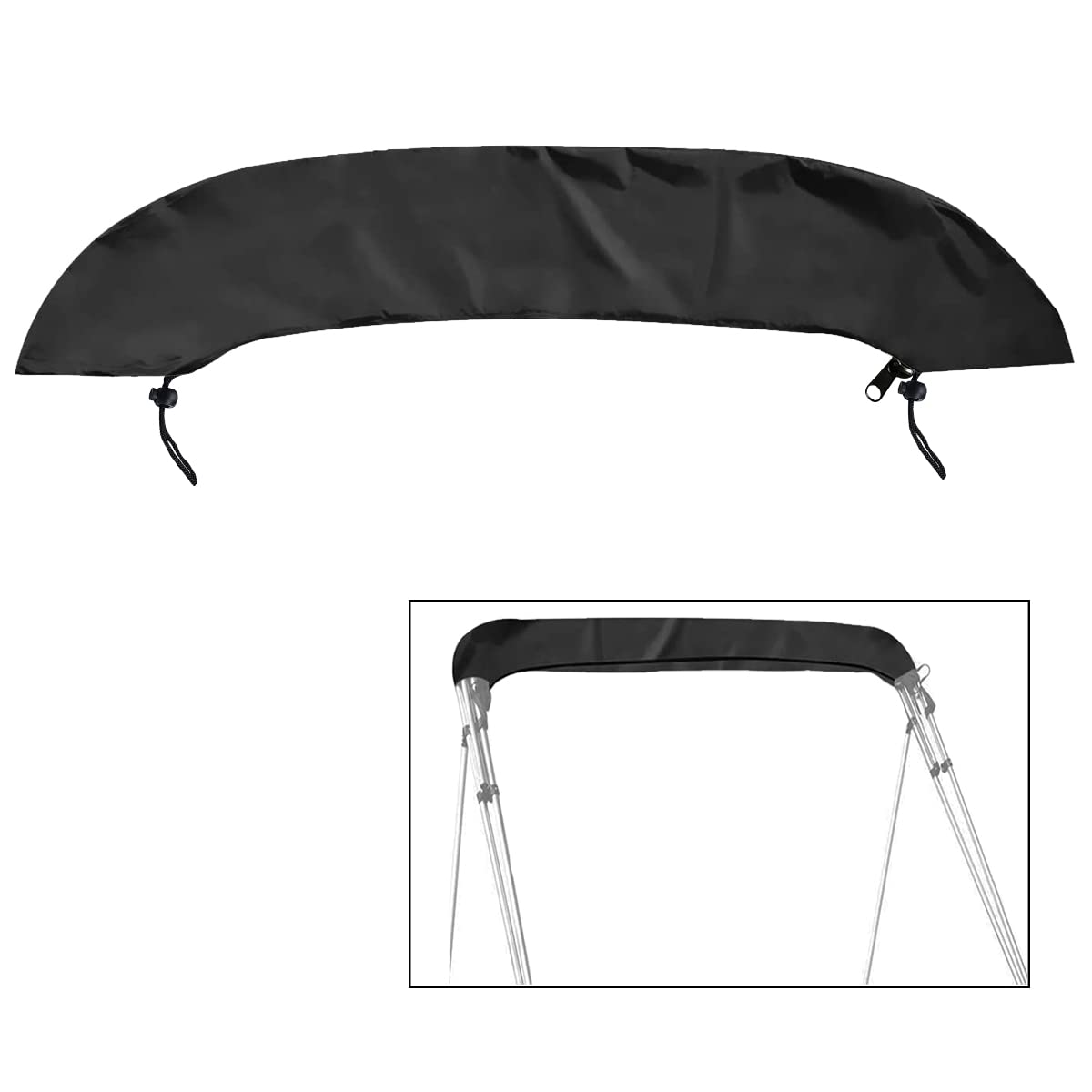 Bimini Top Boot Cover for 3-4 Bows Bimini Tops, Waterproof Bimini Storage Boot Cover, Heavy Duty 600D Bimini Tops Cover, Only Storage Boot, Black, 85"-90" Width