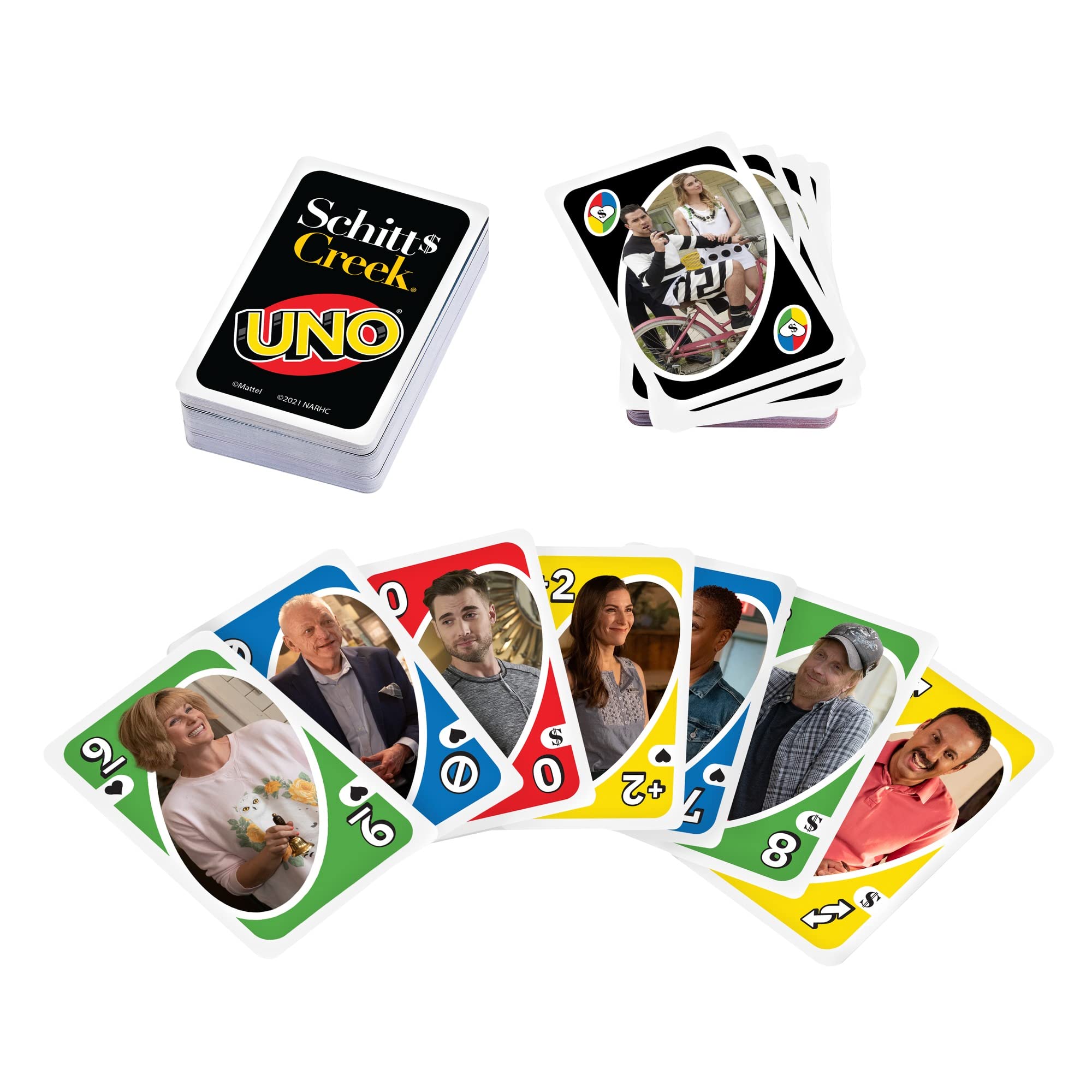 Mattel Games UNO Schitt's Creek Card Game for Teens & Adults for Family or Game Night with Special Rule for 2-10 Players