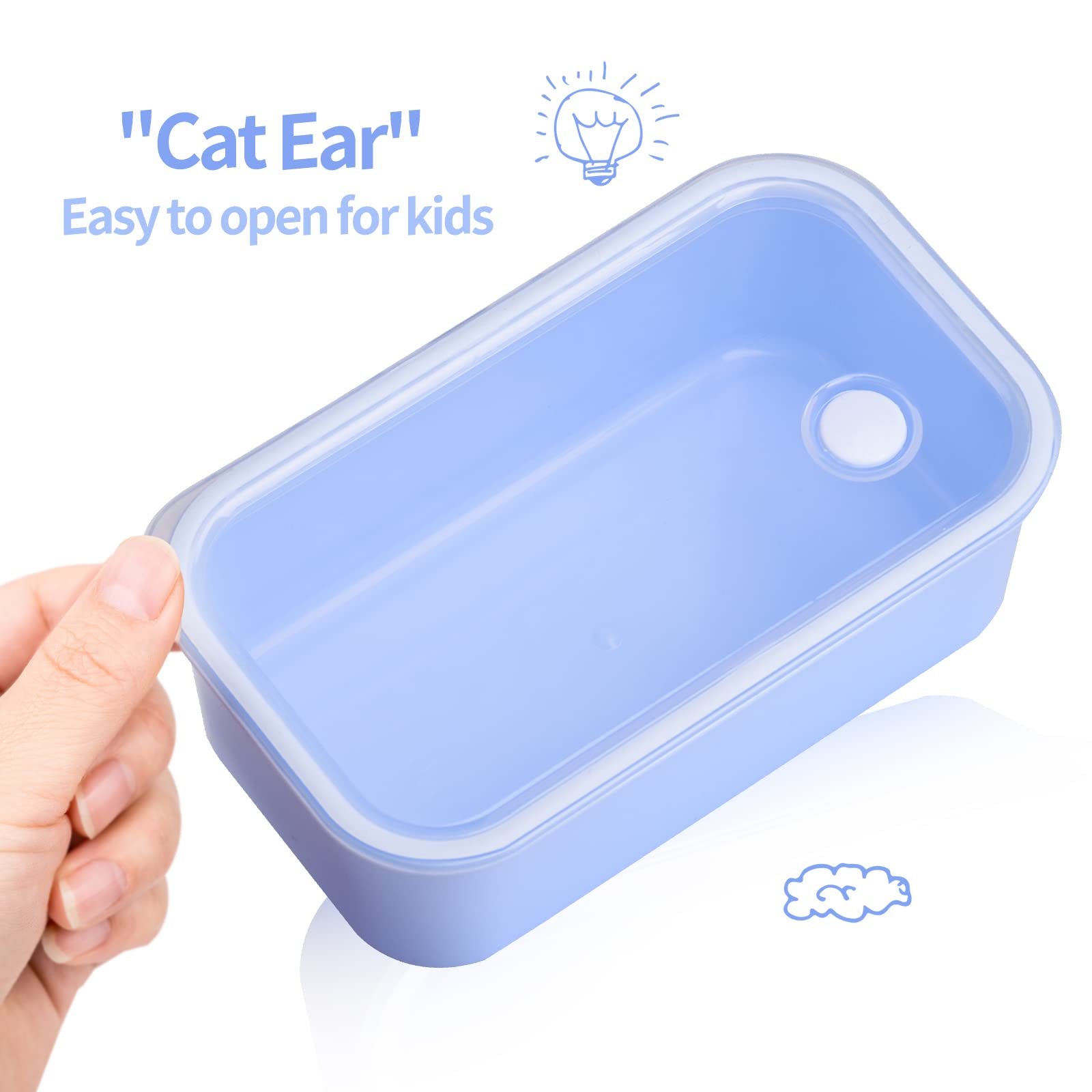 Genteen Bento Box for Kids, Kids Lunch Box with 3 Removable Compartments, Toddler Baby Lunch Box for Daycare, School, Leak-proof Lunch Snack Portion Container, Ideal Portion Size for Ages 3 to 7- Blue