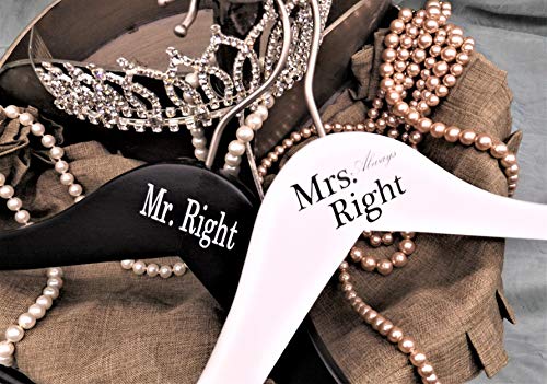 NAHANCO MRSAR20117 Bridal Hanger Set, Wooden Hangers Imprinted with Mr. Right and Mrs. Always Right, 17β (2 Piece Set)