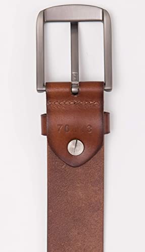 Bullko Mens Casual Genuine Leather Dress Belt for Jeans, Red Brown, 36