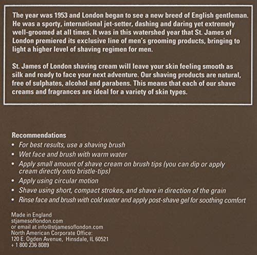 St James of London Lavender & Geranium Shave Cream Jar, 5.07oz