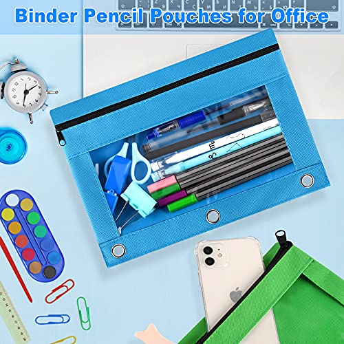 Gloween 6 Pack Binder Pencil Pouches for 3-Ring Notebook Binder, Fabric Pencil Pouches Cases Pockets Bags for Home/Office/School Suppliesā¦