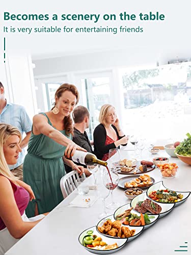 Plates and Bowls Sets,5 PCS Moon Dinner Plates Household/Hotel Porcelain Dish Set,White Ceramic Dinnerware Sets for Salad/Snack/Dessert/Appetizer, Microwave Oven and Dishwasher Safe Scratch Resistant
