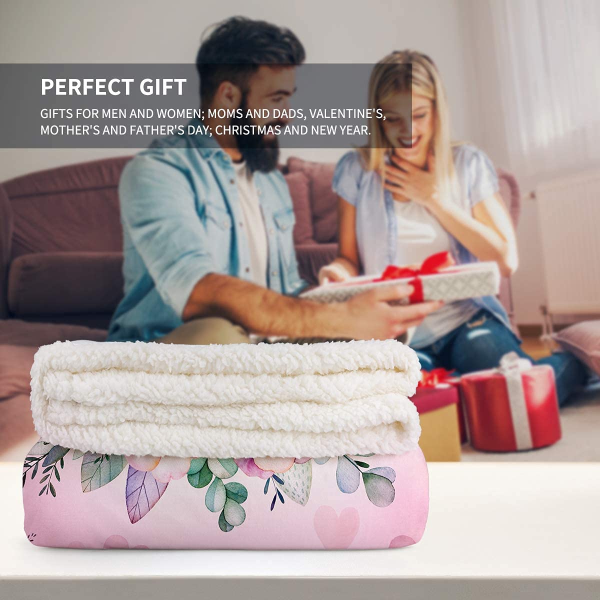 Jekeno Sunflower Sherpa Blanket Print Cozy Lightweight Durable Bed Couch Blanket for Kids Women Gift 50"x60"
