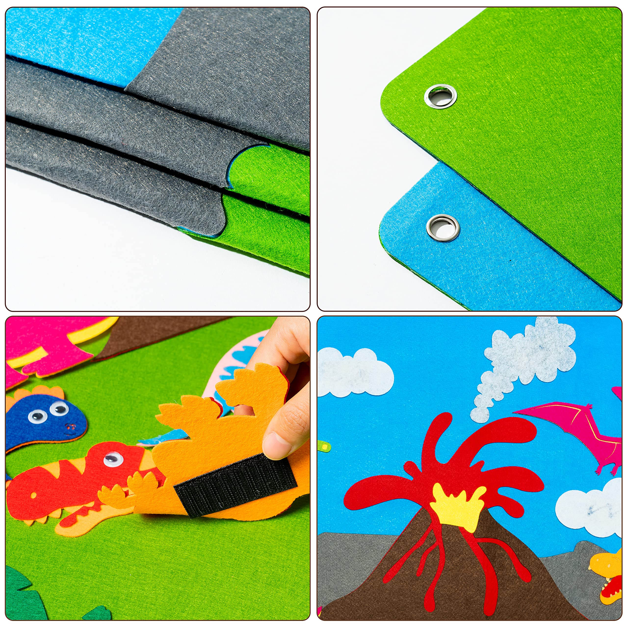 WATINC Dinosaur Felt-Board Stories Set 3.5Ft 37Pcs Preschool Dinosaurs Classification Storytelling Flannel Roar Volcano Ancient Animal Theme Early Learning Play Kit Wall Hanging Gift for Toddlers Kids