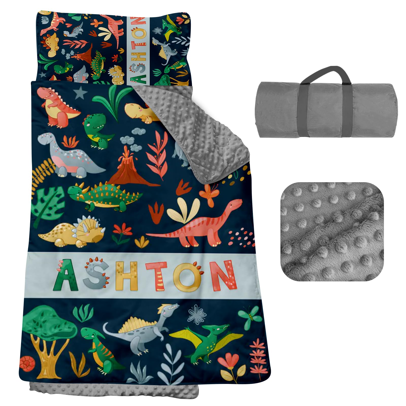 Custom Toddler Nap Mat with Pillow & Blanket - Roll Up Nap Mat for Preschool - Soft Kids Sleeping Mat for Kindergarten Daycare Sleepover