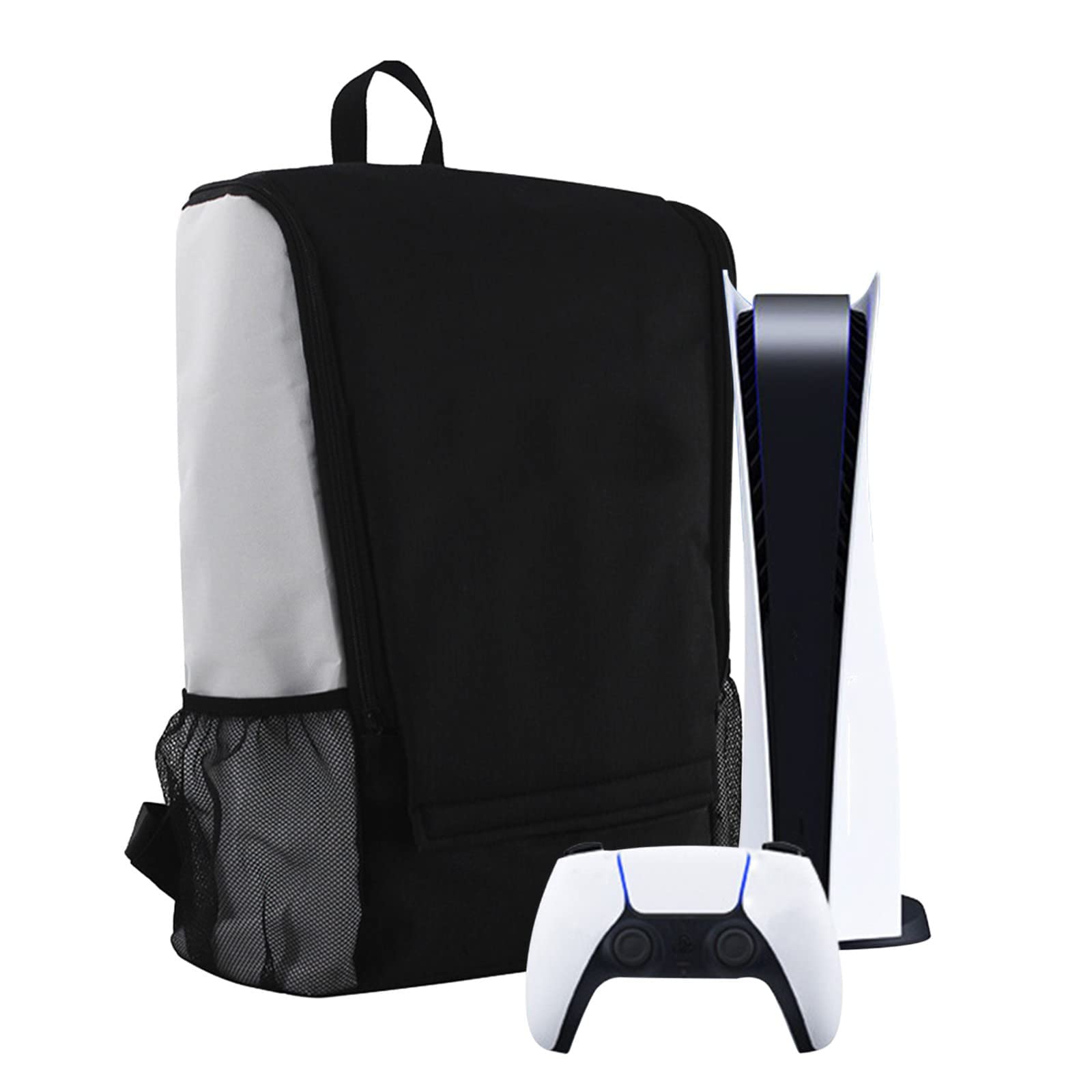 Bzdzmqm Travel Storage Handbag Backpack for Ps5 Console Protective Luxury Bag Handle Bag for Ps5 Set, Travel Carrying Case Travel Bag for Games Console /Controllers, Game Cards, Hdmi and Accessories