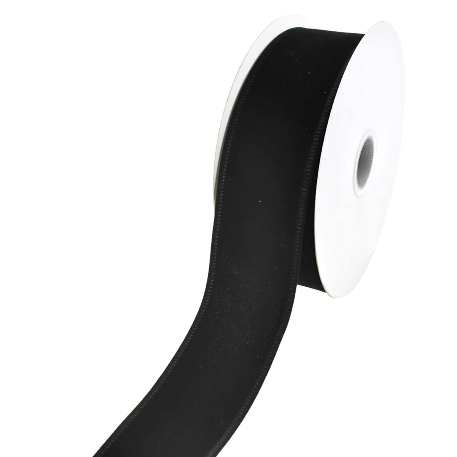 Black Christmas Velvet Wired Edge Ribbon, 1-1/2-Inch, 10-Yard Buy from Tchoice