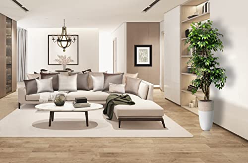 Hand-Made 6.5' Ficus Artificial Tree with Ethically Sourced Real Wood Trunks | Green | Cypress & Alabaster