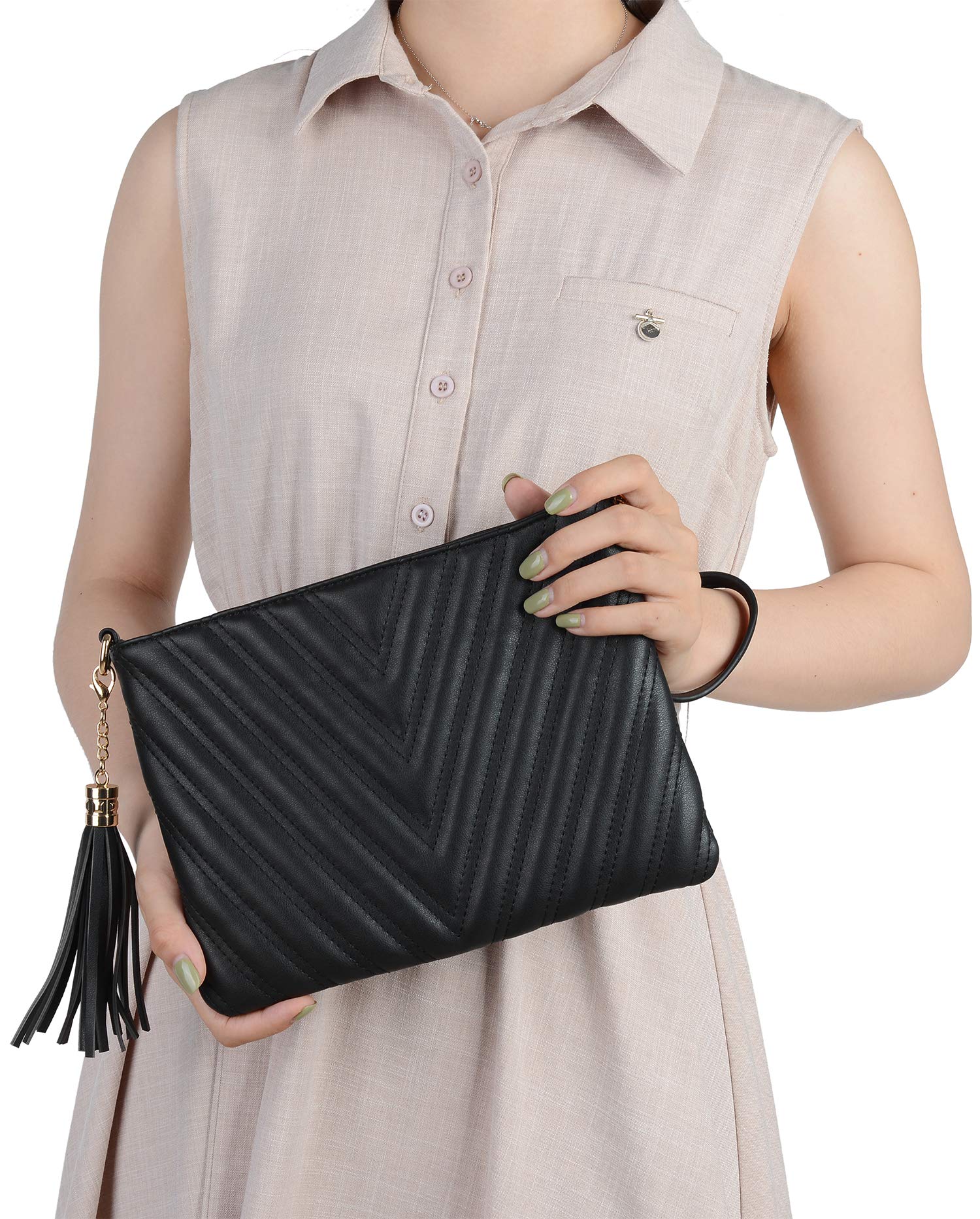 lola mae Women's Wristlet Handbags Simple Quilted Small Clutch Crossbody Bag