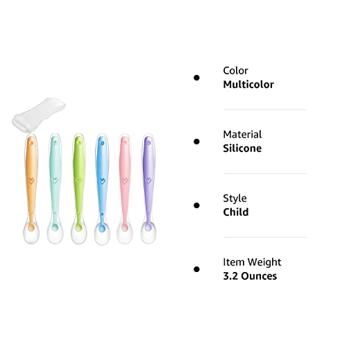 PandaEar Baby Silicone Soft Spoons| Training Feeding for Kids Toddlers Children and Infants| BPA Free 6 Pack| Great Gift Set |Gum-Friendly First Stage
