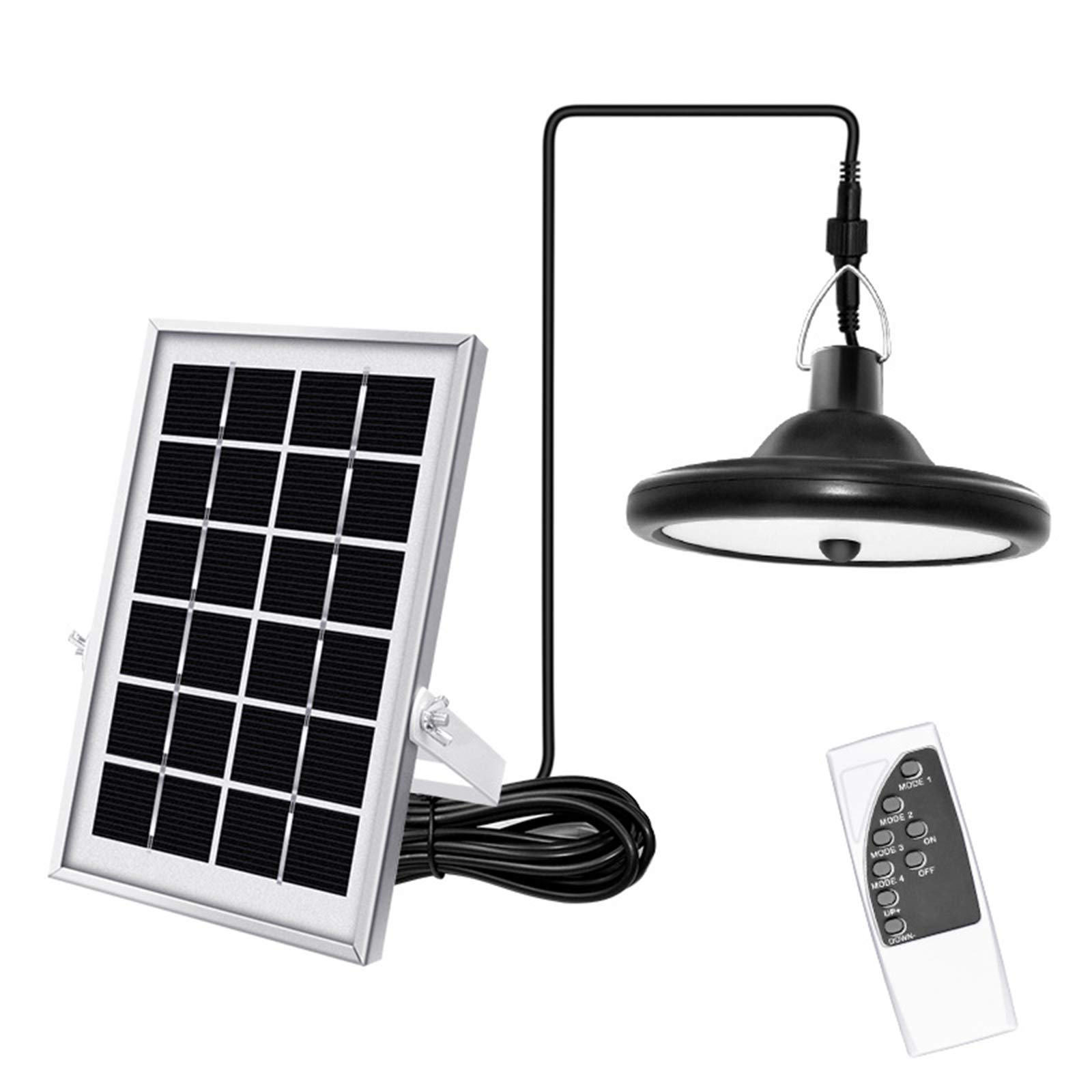 JACKYLED Solar Shed Light Motion Sensor,Solar Pendant Light Indoor Outdoor Solar Security Light with Remote Control 16.4Ft Extension Cord for Home Chicken Coop Garage Barn, Cool White