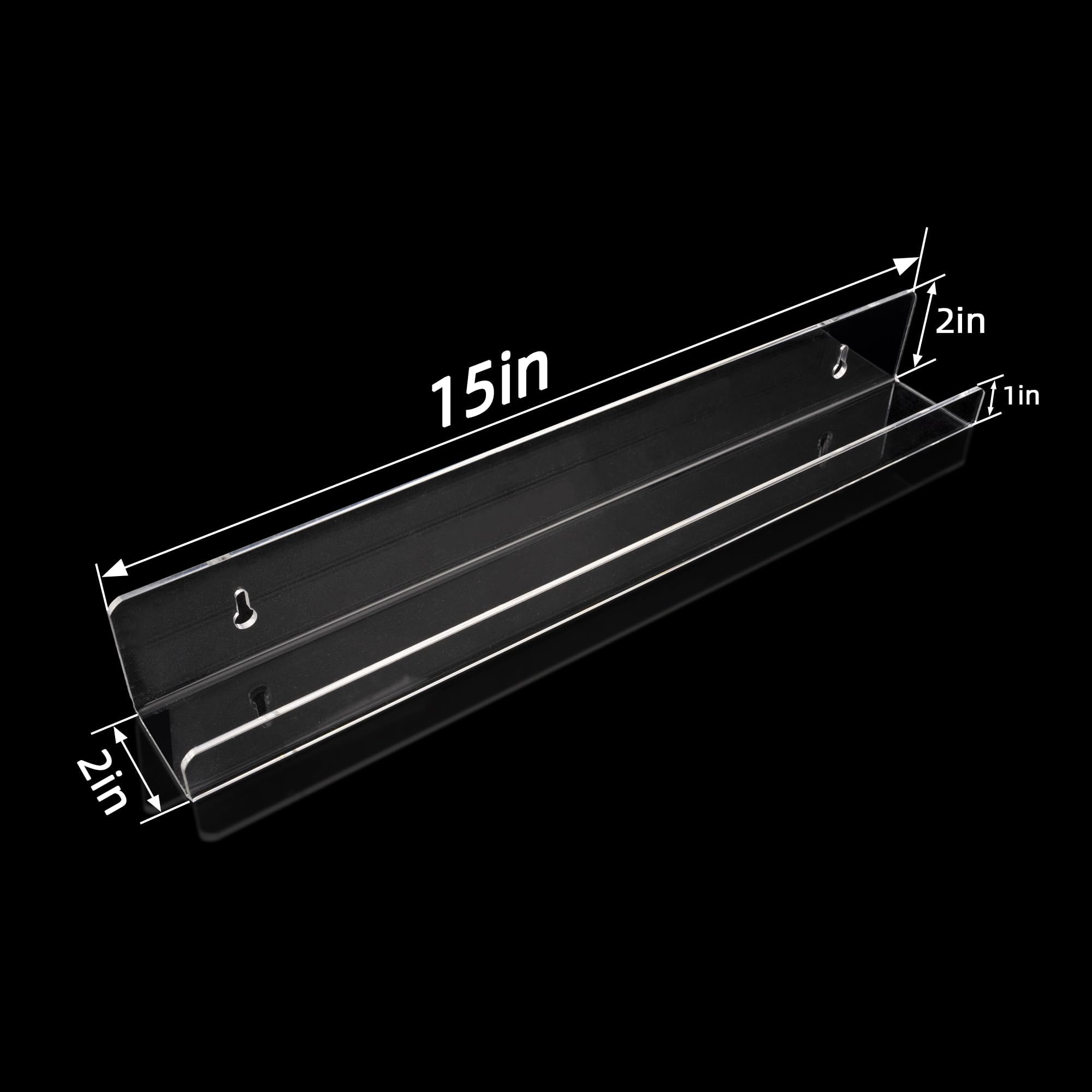 Flensent 6 Pack Acrylic Shelves,15" Acrylic Floating Shelves for Wall Mounted, Display Shelves Wall Mounted, Ledge Shelves for Bedroom, Living Room, Bathroom, Kitchen(Transparent)