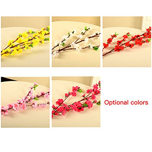 Londegeri 5 Yellow Pink Peach Blossom Artificial Flowers Fake Flower Simulation Flower Table Decoration Accessories Party Beach Theme Decorations Home Hotel Office Wedding Party Garden Decor