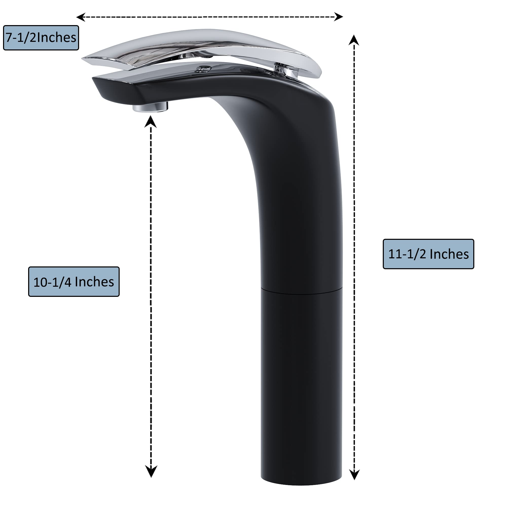 Dowell Modern Tall Vessel Sink Faucet - Single Handle, One Hole Bathroom Vanity Faucet,Chrome/Black 8001 018 10