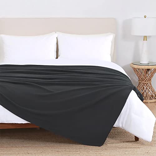 Polar Fleece Blankets for Bed - Twin Size Thermal Lightweight Spread - Soft Brushed Material - All Season Plush Throw Blankets/Pet Blankets - 56ββ x 92ββ - Dark Grey