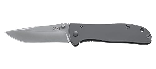 CRKT Drifter EDC Folding Pocket Knife: Everyday Carry, Gray Ti Nitride Blade, Thumb Stud Opening, Stainless Steel Handle, Pocket Clip 6450S