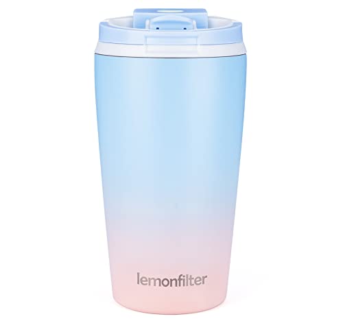 Lemonfilter Coffee Mug 12oz Insulated Reusable Coffee Cups, Vacuum Stainless Steel Double Walled Thermo Tumbler with Leakproof Lid,Travel Mug Car Thermos Coffee Cup for Hot/Ice Coffee Tea(Multicolor)