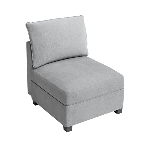coucheta Square Ottoman Module with Storage,Modular Sectional Sofa Ottoman for Living Room,Lobby, Linen Fabric,Grey
