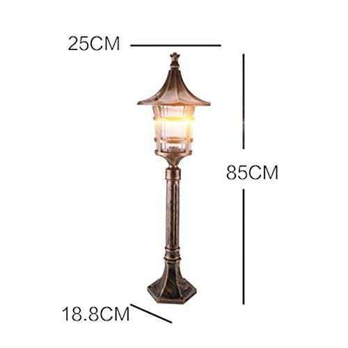 ZZYJYALG Rustic Lawn Light Outdoor Villa Garden Fence Courtyard Waterproof E27 Floor Lantern Home European Landscape Streetlight Creative Umbrella Design Aluminum Pathway Post Pole Lighting Fixture