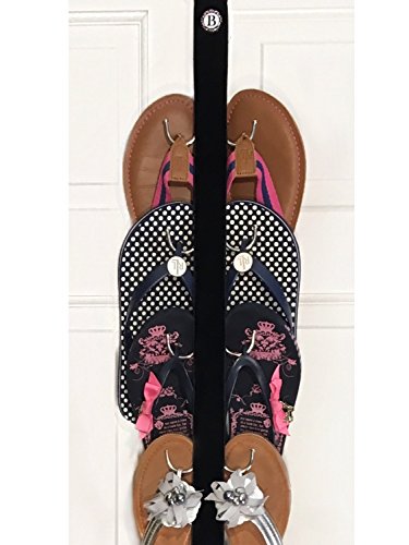 New- Flip Flop and Sandal Hanger by Boottique - Black Velvet Ribbon with Metal Hooks