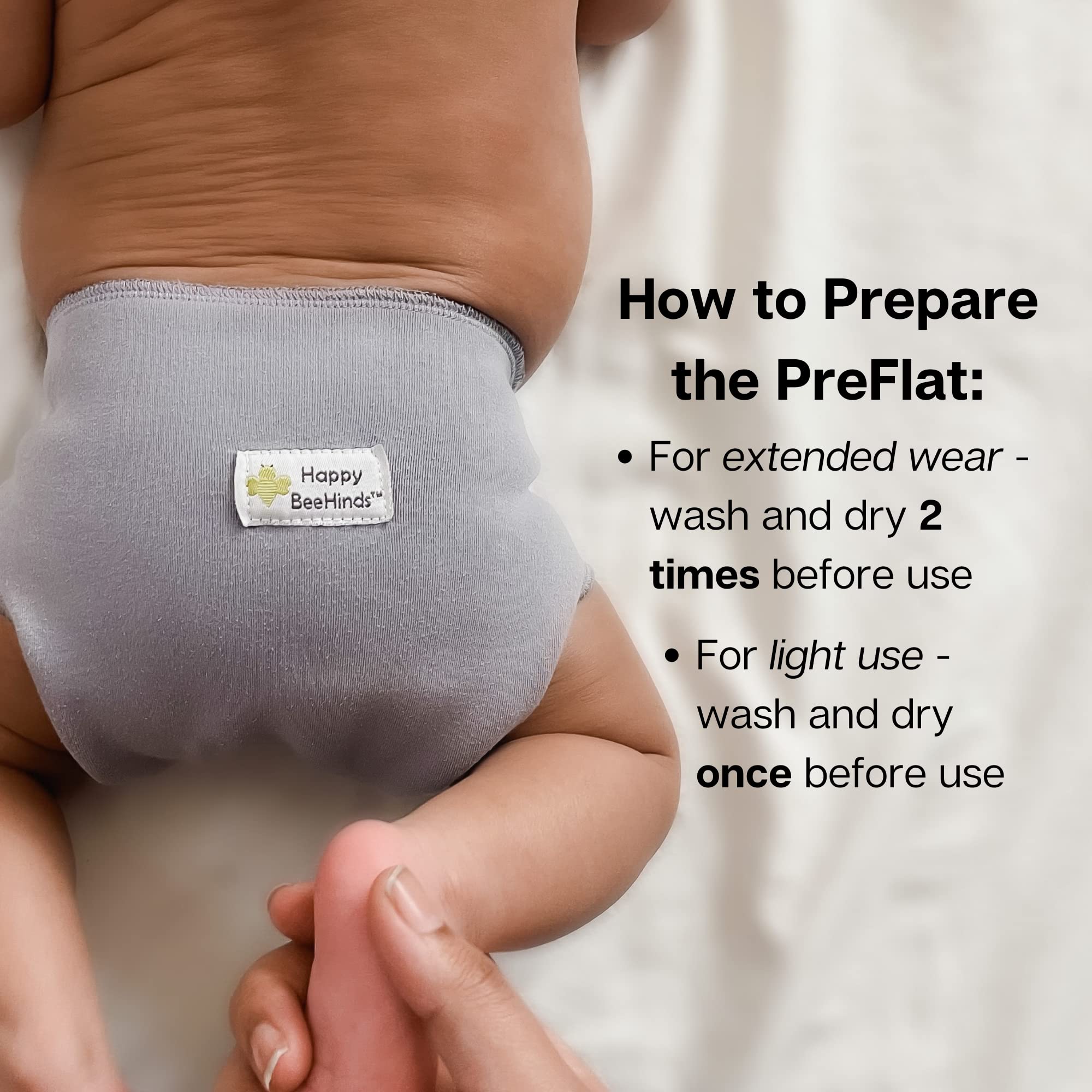 Happy BeeHinds Preflat Baby Diapers - Organic Cotton Cloth Diapers for Babies, Soft and Gentle Solution Perfect for Overnight Diapering, with a Custom Fit and Silky Soft Material (Turquoise)