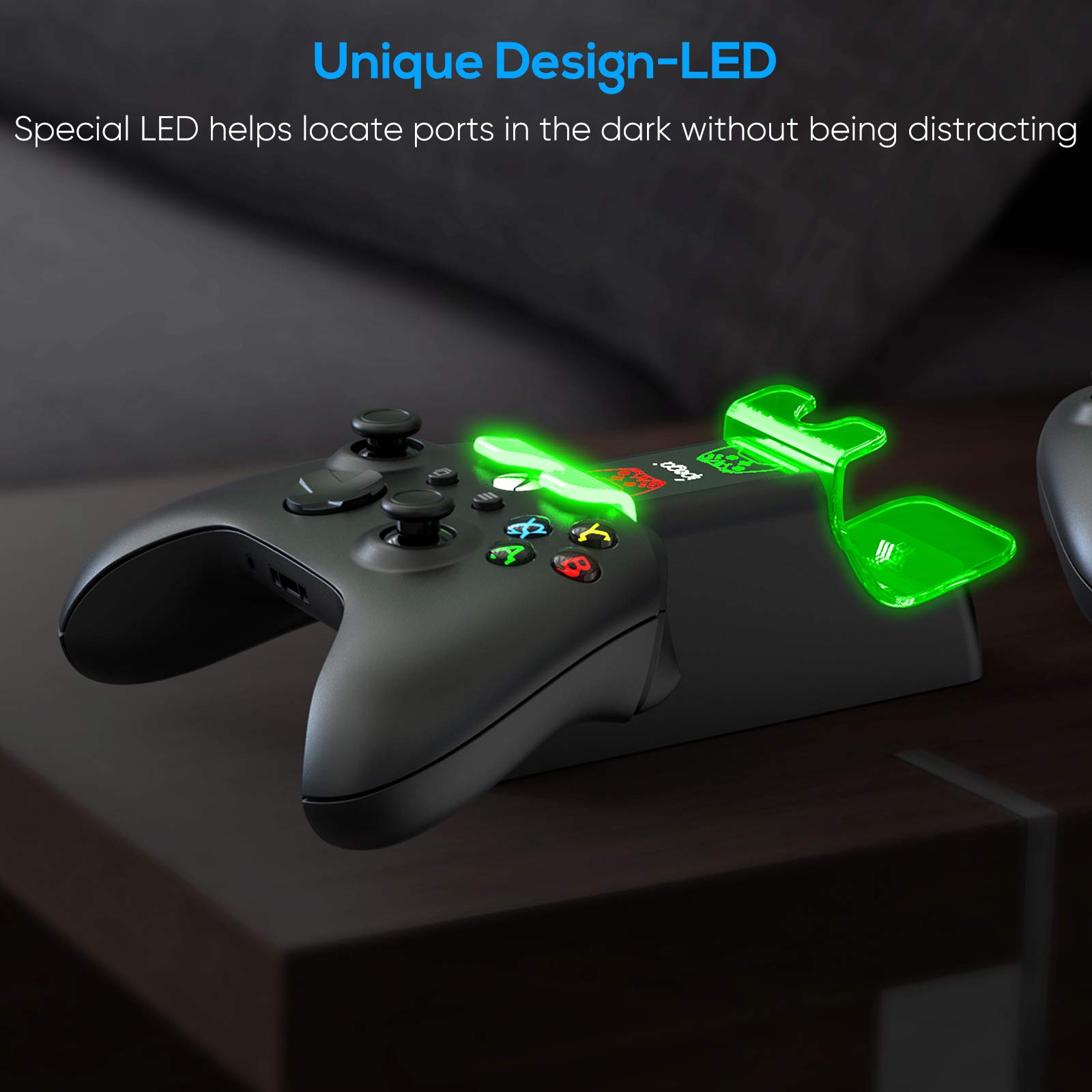 Charging Station for Xbox Series X|S Controller with 2 Packs 1400mAh Rechargeable Battery, Dual Conroller Charger Docking Station with Batteries and Battery Covers for Xbox Series X|S Controllers