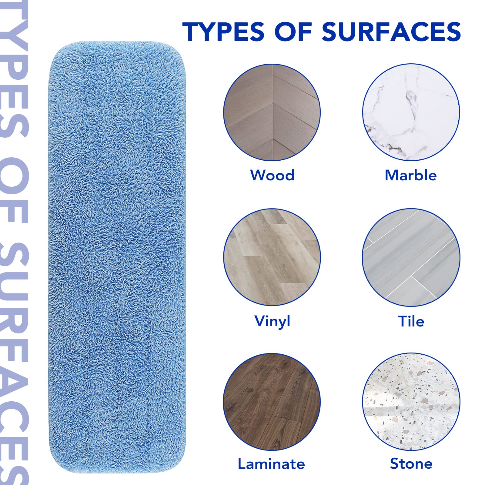 Replacement Microfiber Pad for Rubbermaid Commercial 18 Inch Mop and 17 Inch Mop - 10 Pack Wet & Dry Commercial Cleaning Refills Reusable Mop Refills Fit for Any Microfiber Flat Mop System 18" and 17"