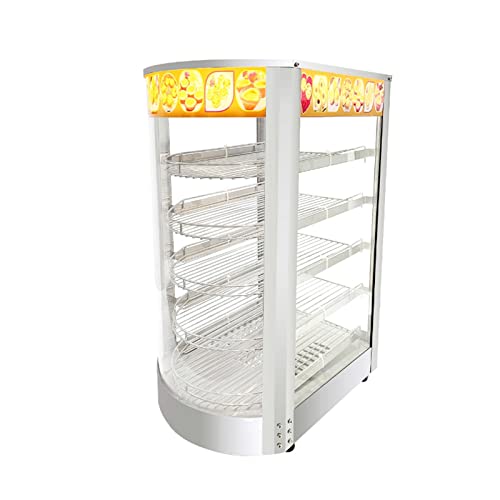 Countertop Food Warmer Display with Curved Glass Hot Display Case Commercial Heated Food Cabinet 5 Layers(14"(5 layer))