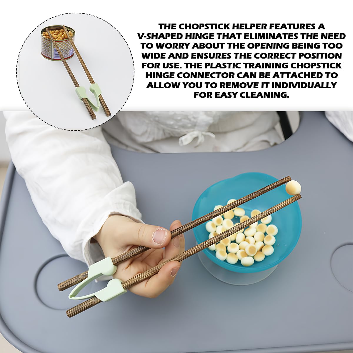 DOERDO Learning Chopstick Helpers 2Pairs Wooden Chopsticks for Adults, Beginner, Trainer, Reusable Plastic Training Chopstick Helper, 9.8 Inch
