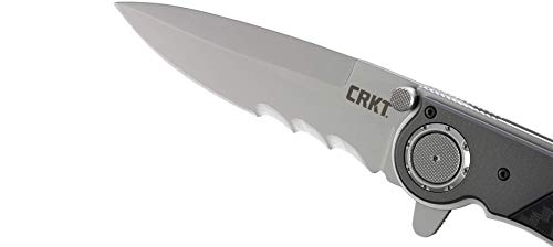 CRKT M40-15 EDC Folding Pocket Knife: Heavy Duty Everyday Carry, Spearpoint Blade with Veff Serrations, Flipper, Deadbolt Lock, Aluminum & GRN Handle, 4-Position Pocket Clip