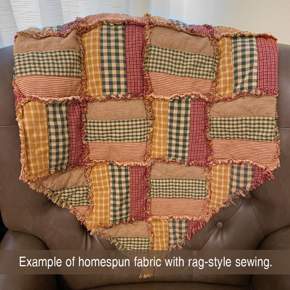 Country Christmas Red Green Plaid Homespun Cotton Fabric by JCS - Sold by The Yard