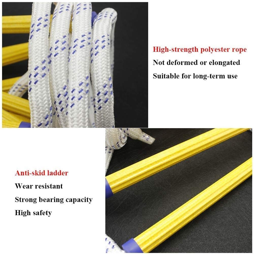 Fire Escape Rope Ladder for 2-12 Story-Fast to Deploy Reusable -Load Weight Capacity up to 900lbs-Evacuation Ladder for Cruise Ship,High Building (Size : 25m(82'))