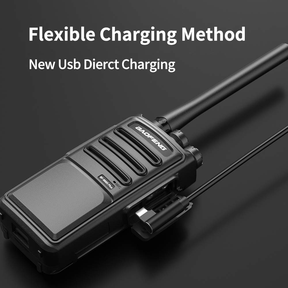 Baofeng Walkie Talkies, BF-888s Plus Two-Way Radios Walkie Talkie Fast USB-Charging Long Range Walky Talky for Adults with Earpieces and Mic (Black,4 Packs)